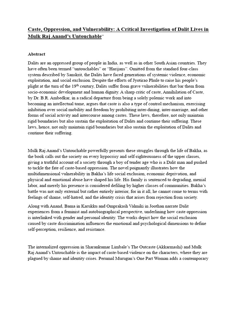 Dalit Vulnerability Abstract - Monika | PDF | Dalit | Caste