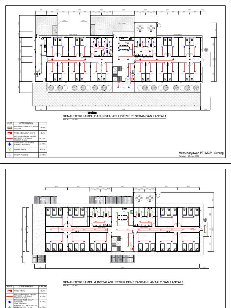 Shop Drawing Pekerjaan Electrical Pembangunan Mes Karyawan IMCP - Serang | PDF