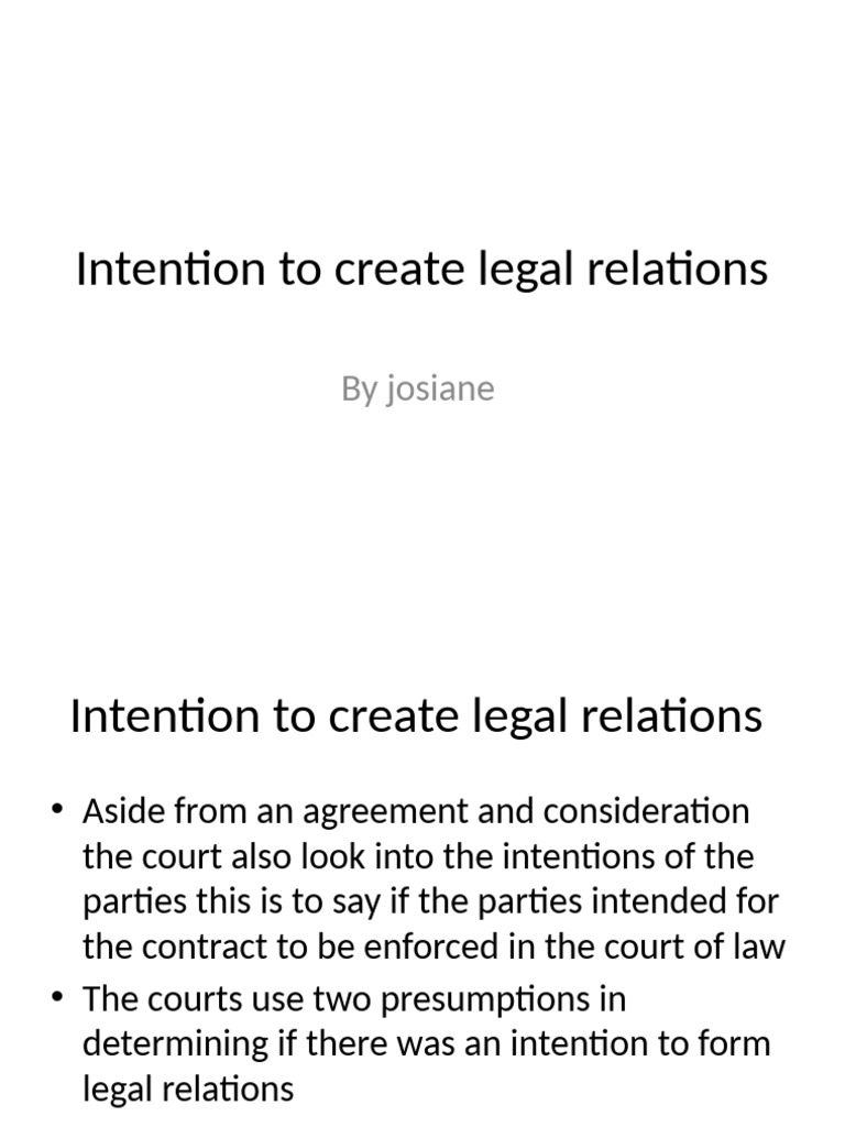 5 Intention to Create Legal Relations by Josiane | PDF