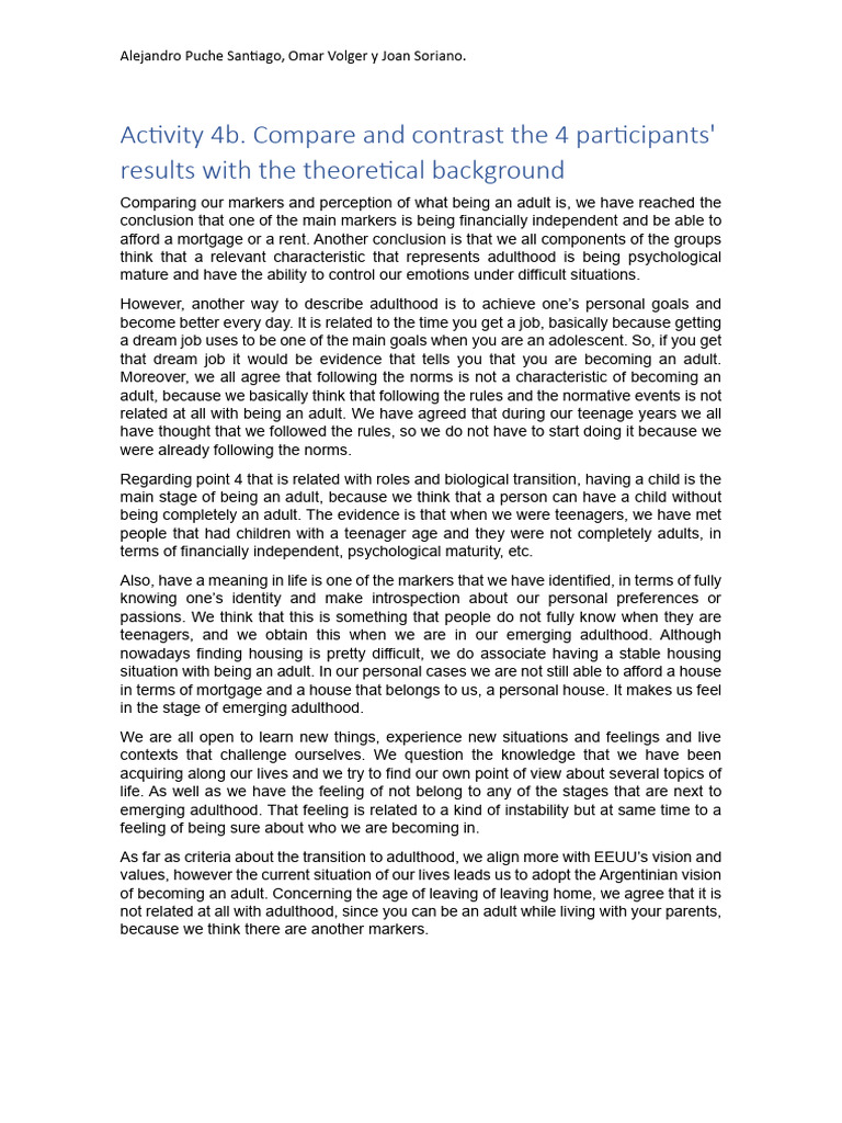 Markers of Adulthood: A Comparative Analysis | PDF | Adults | Adolescence