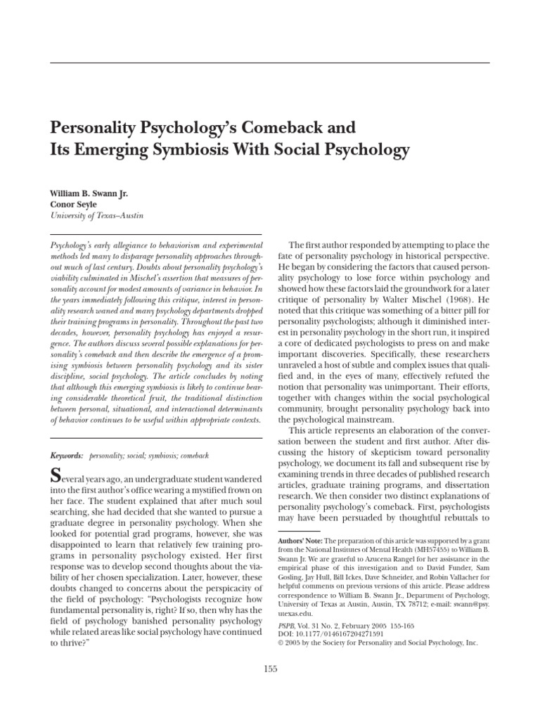 Swann Seyle Personality | PDF | Psychology | Social Psychology