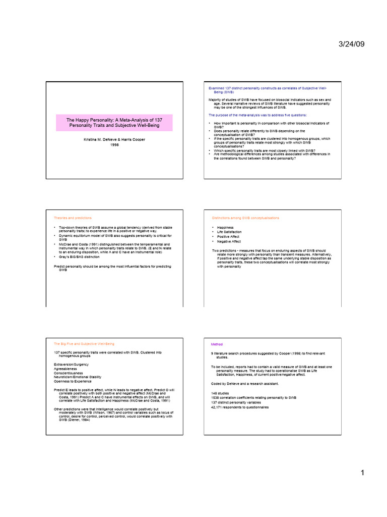 Personality Traits & Well-Being Analysis | PDF | Extraversion And Introversion | Cognition