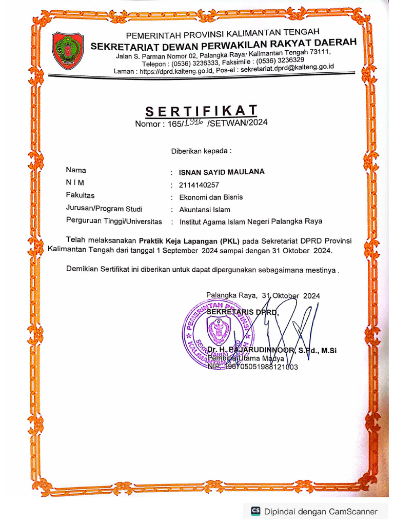 Sertifikat Magang_Isnan Sayid Maulana | PDF