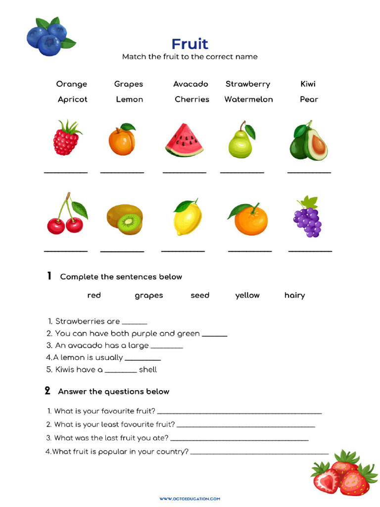 Fruit Worksheet Templates Layouts - 143564 | PDF