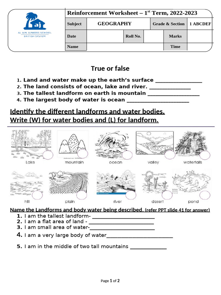 Geography REINFORCEMENT WORKSHEET | PDF