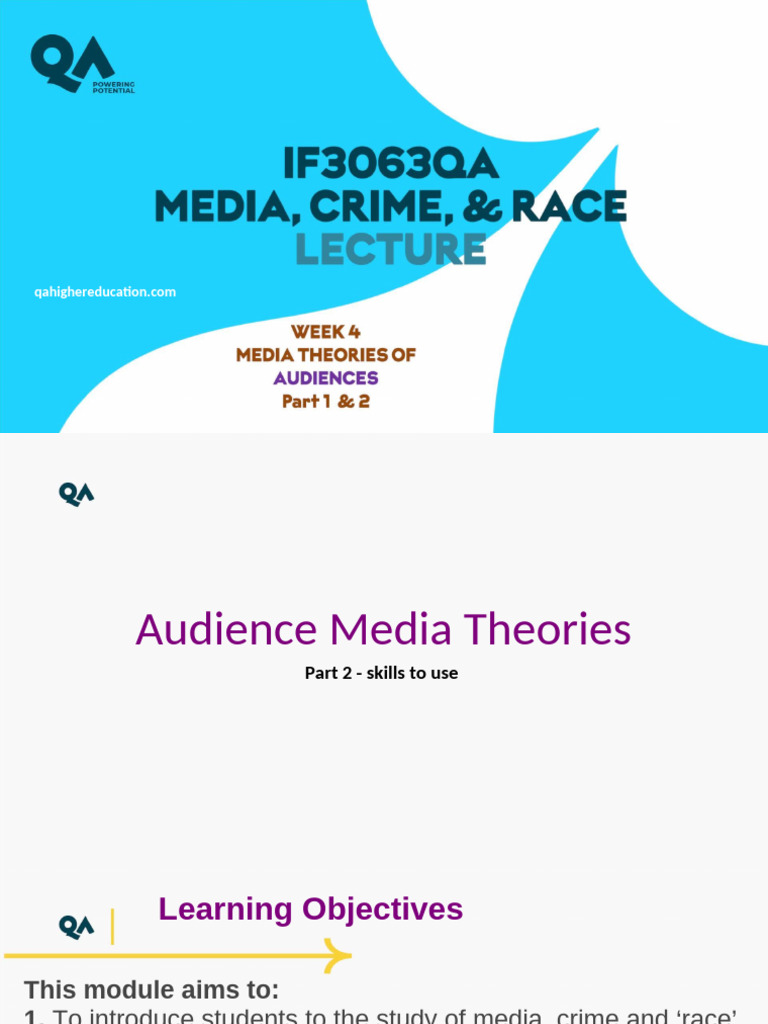 IF3063QA Week 4 lecture - Media Audience Theories | PDF | Theory ...