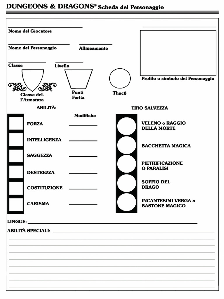 Scheda PG THAC0 | PDF