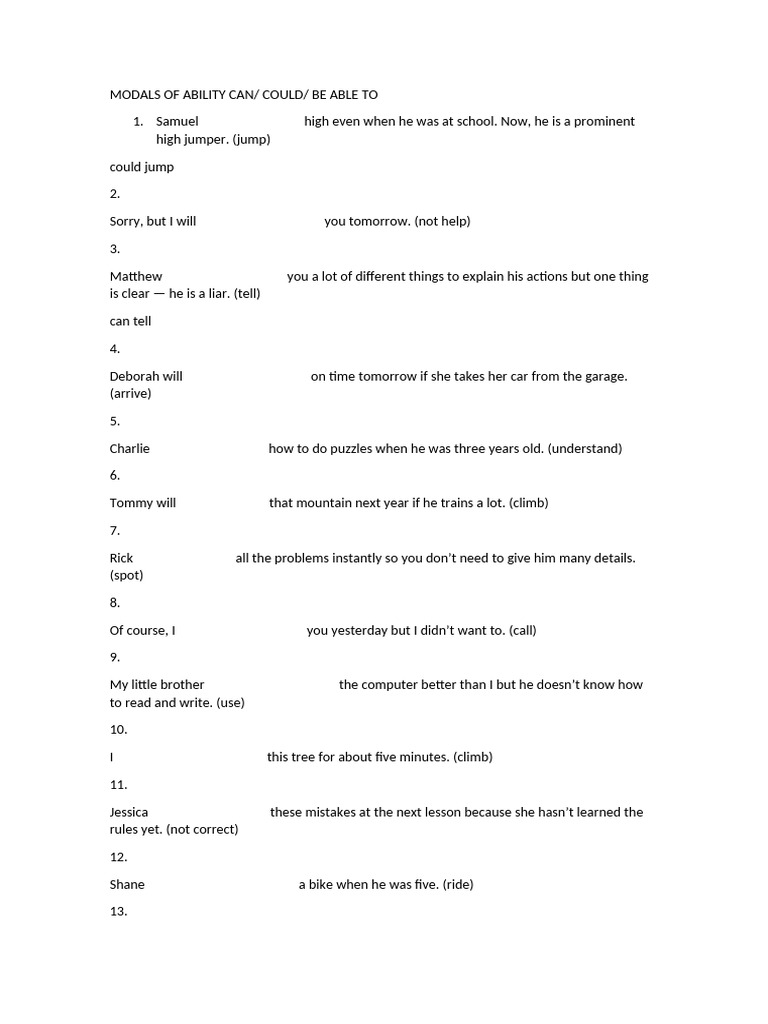 Modals of Ability Can | PDF