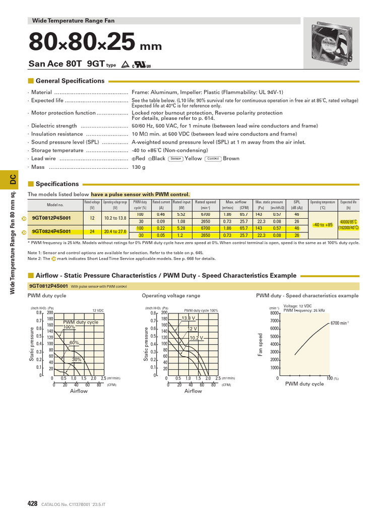 San Ace 80T 9GT: General Specifications | PDF | Alternating Current | Electricity