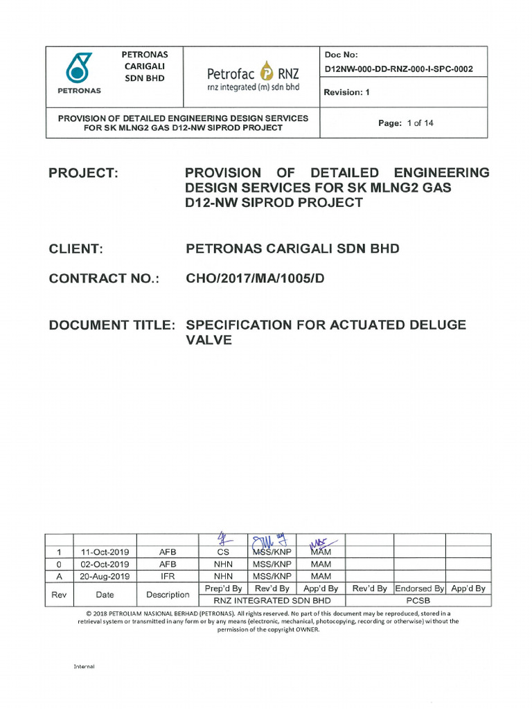 Actuated Deluge Valve Specification | PDF | Specification (Technical Standard) | Pipe (Fluid ...