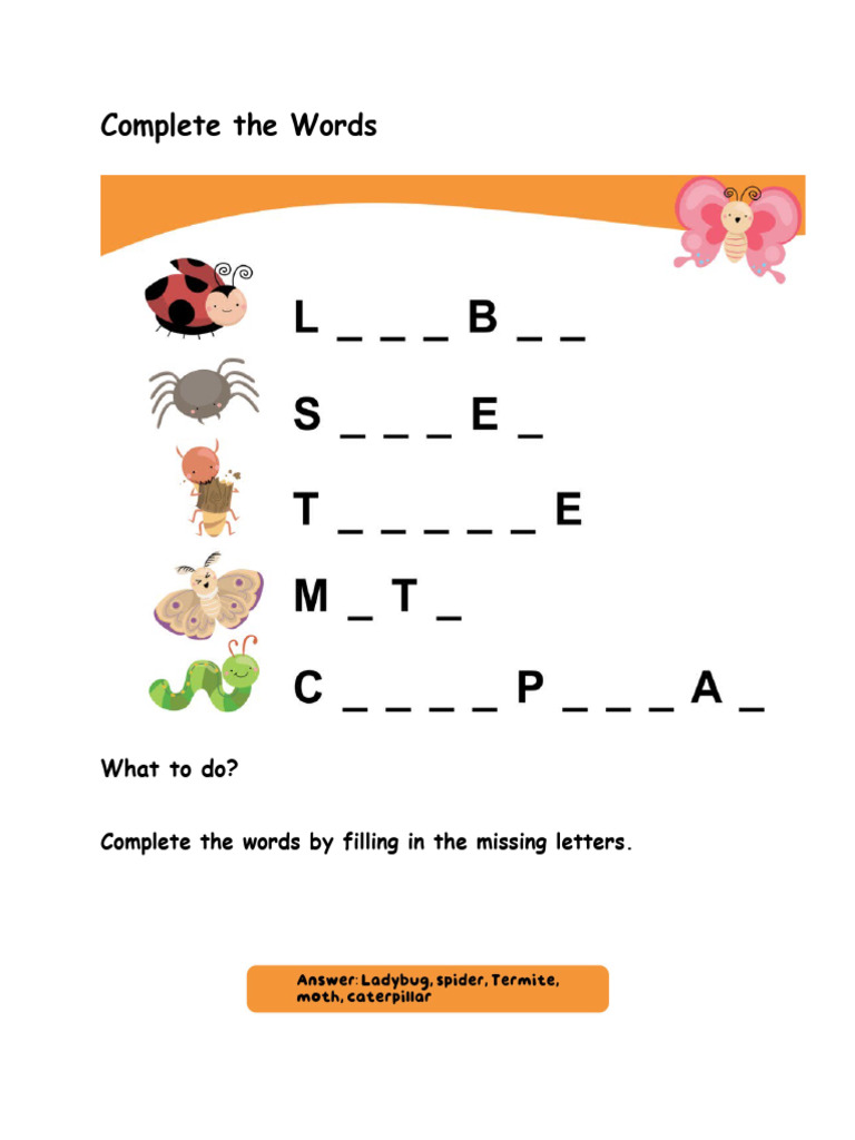 Complete The Words I Eng Literacy Puzzle | PDF