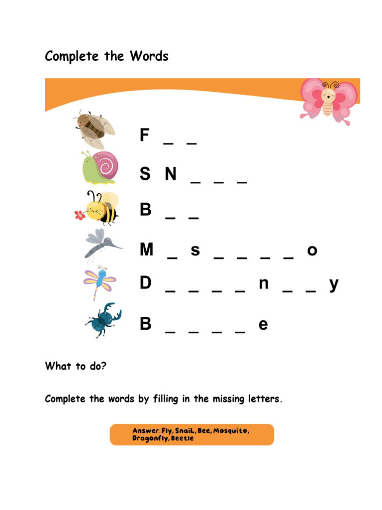Complete The Words II Eng Literacy Puzzle | PDF