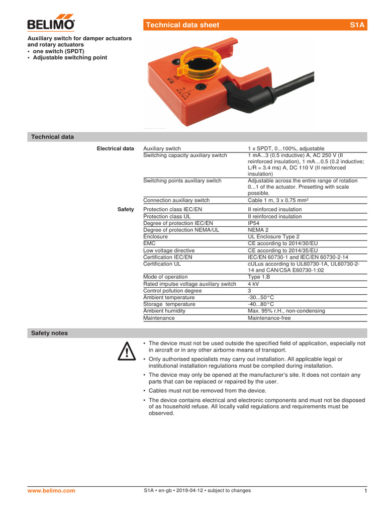 S1A_datasheet_en-gb | PDF | Switch | Insulator (Electricity)