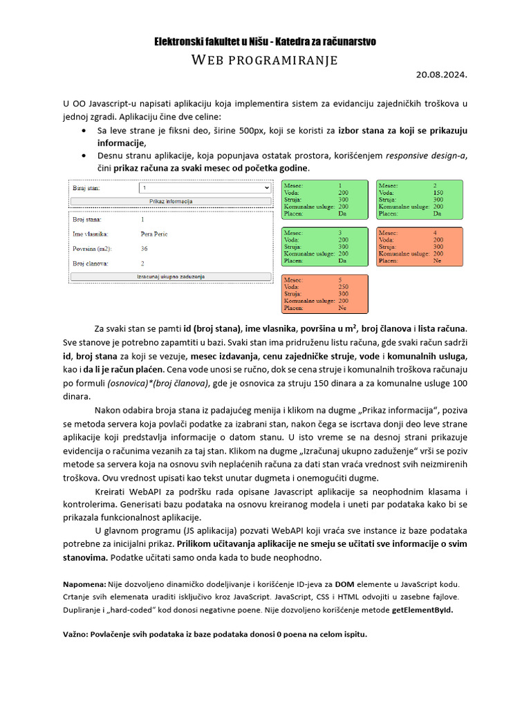 Web Programiranje - 2024 Sep - P | PDF