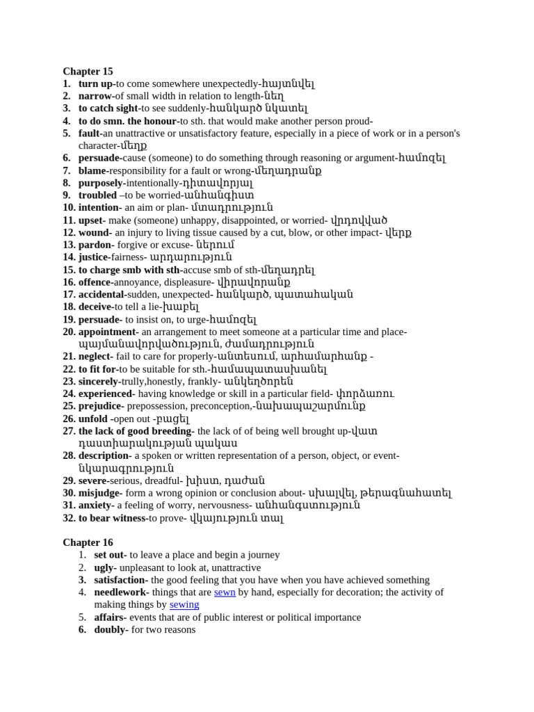 Vocabulary Chapters 15-16 | PDF