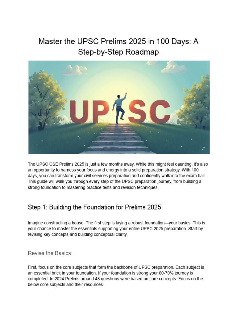 UPSC Prelims 2025: 100-Day Prep Guide | PDF