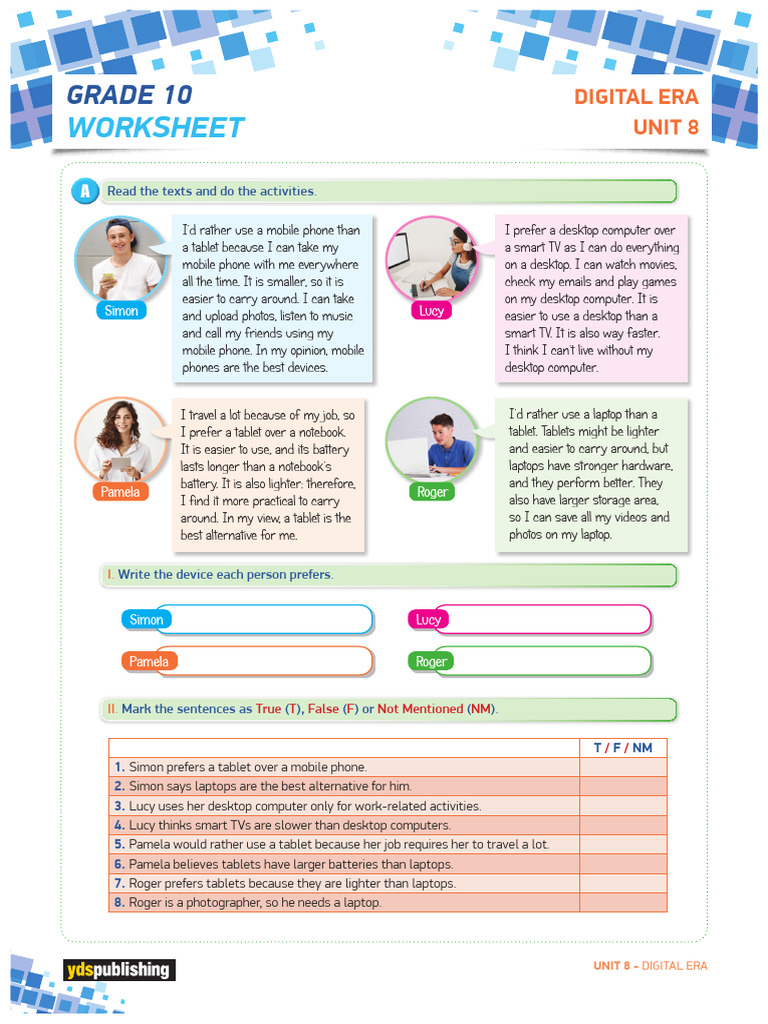 Grade 10 Online Worksheet Unit 8 | PDF | Laptop | Tablet Computer