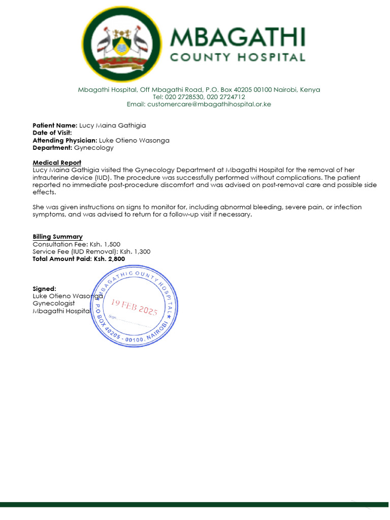 Lucy Maina Mbagathi Hospital Report | PDF
