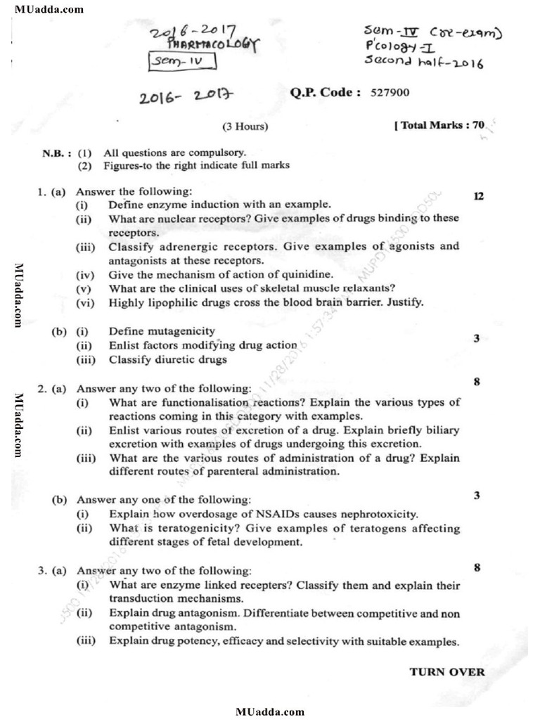 Bpharma 4 Sem Pharmacology 1 2017 | PDF