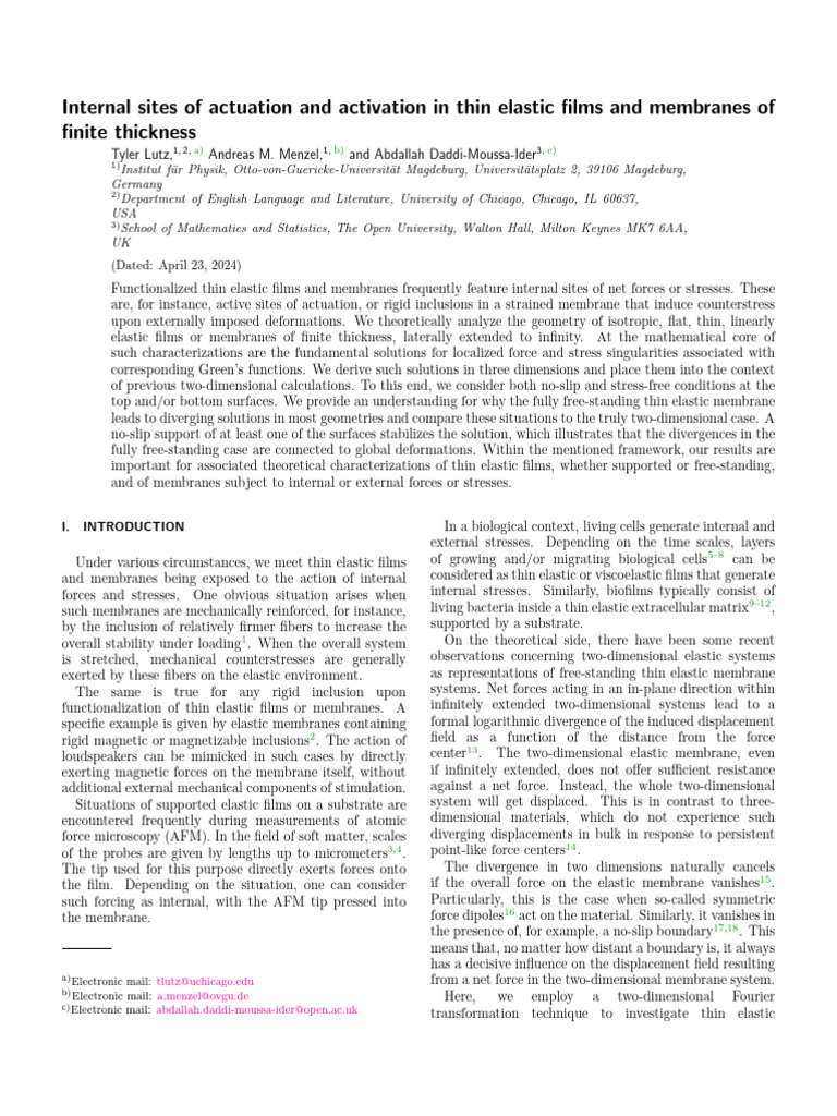 Elastic Film Force Analysis | PDF | Elasticity (Physics) | Green's Function