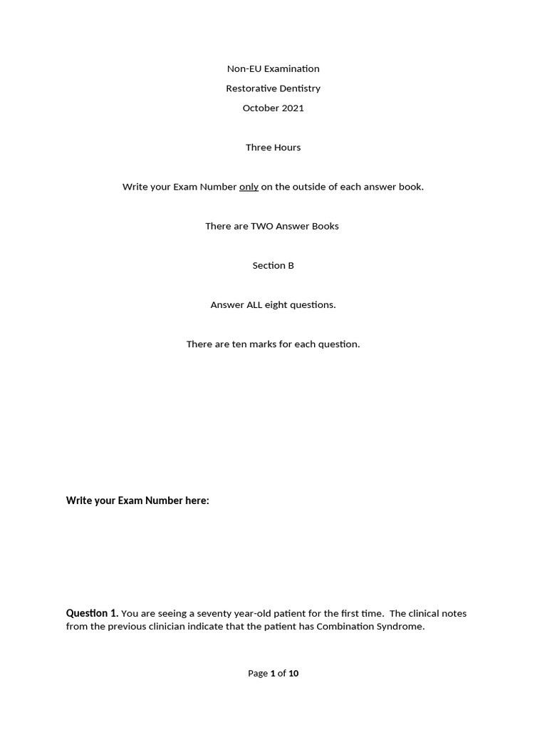 Irish Dental Nurse Exam 2021 Guide | PDF | Dentistry Branches | Medical ...