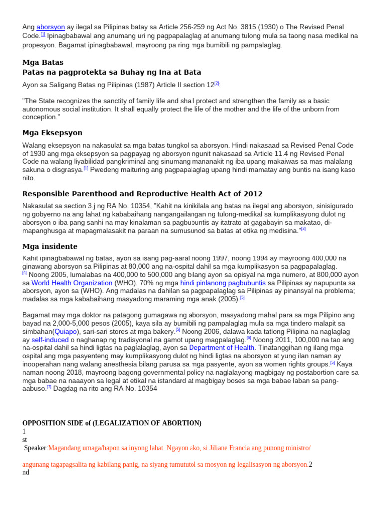 Aborsyon Script Debate | PDF