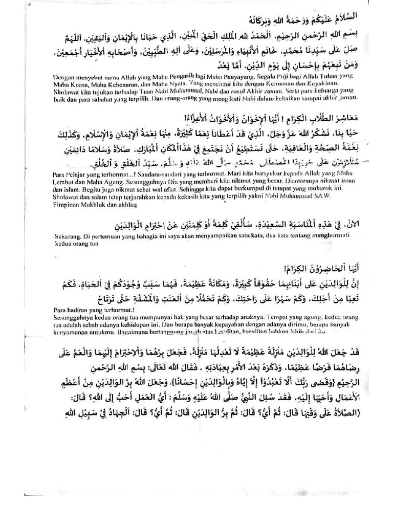 Contoh Pidato Bahasa Arab | PDF