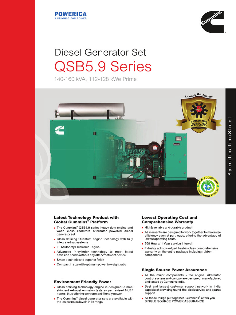 TECHNICAL SPECIFICATION 140-160kVA | PDF