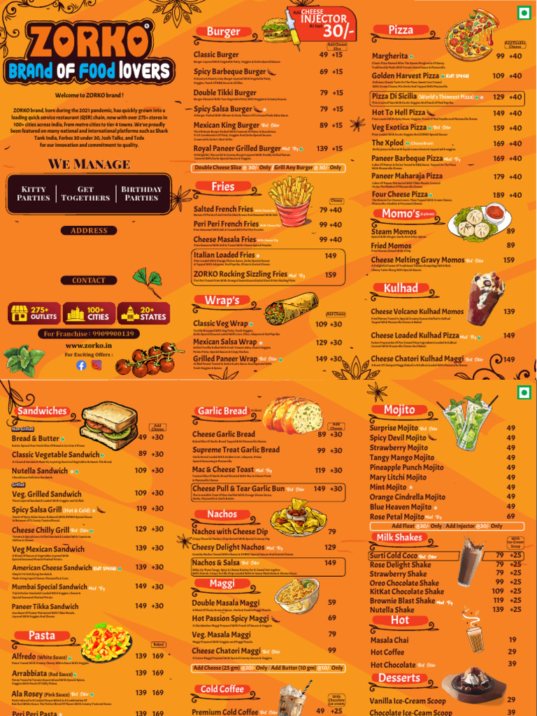 New ZORKO Menu Sept-784518 | PDF | Pizza | French Fries