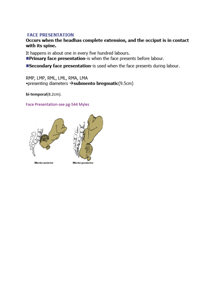 Face Presentation | PDF | Childbirth | Pelvis