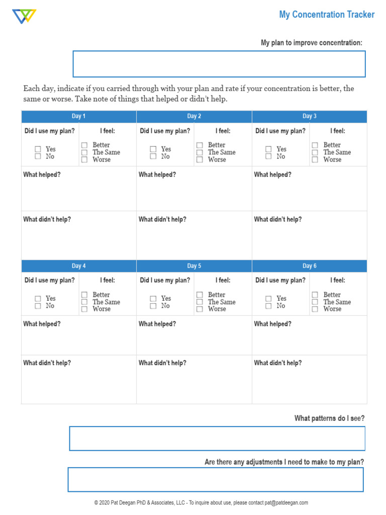 Daily Concentration Tracker Template | PDF