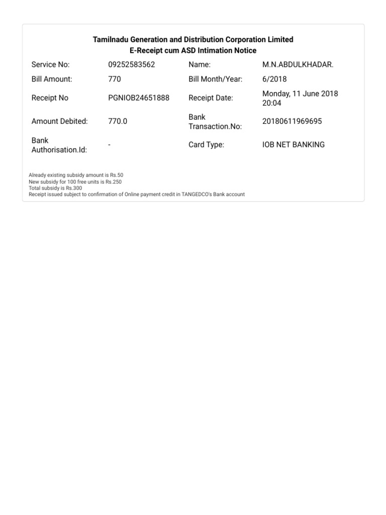 TNEB Online Payment | PDF