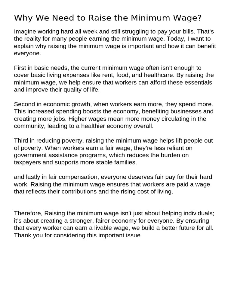 Why We Need To Raise The Minimum Wage | PDF | Cost Of Living | Minimum Wage