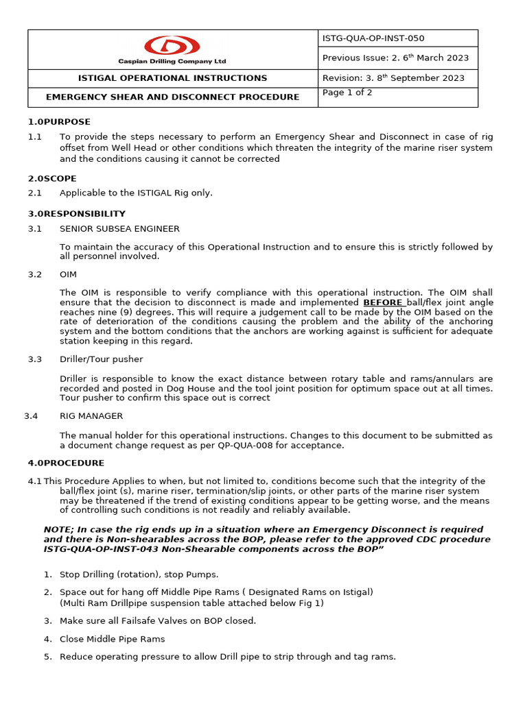 Emergency Shear and Disconnect Guide | PDF