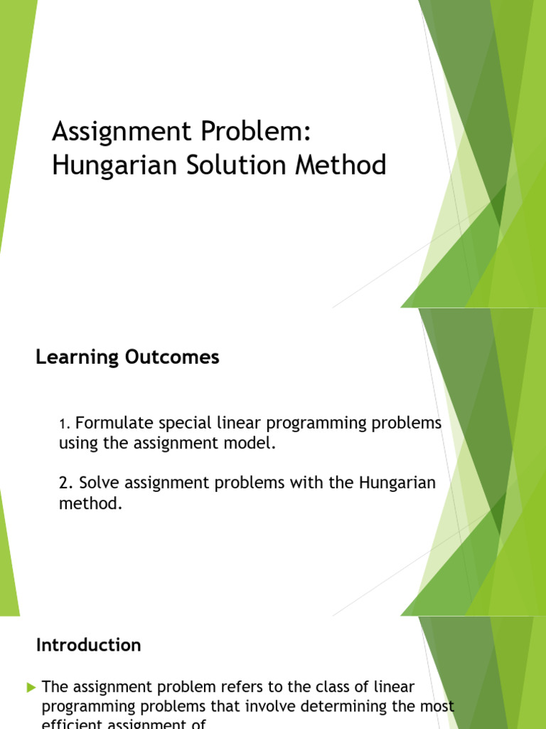 Lecture 3.0 Assignment Problem | PDF | Mathematical Optimization | Mathematical Analysis