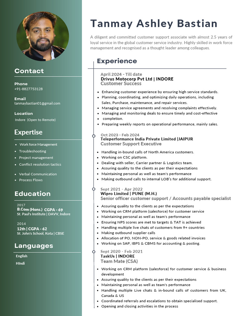 Tanmay Ashley Bastian_CV_2025 (1) | PDF | Customer Relationship Management | Business