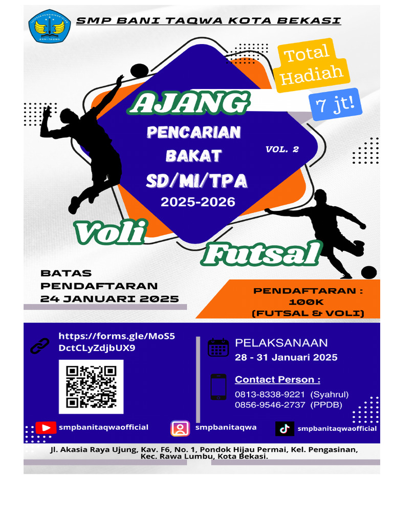 FORMULIR PENDAFTARAN FUTSAL & VOLI SMP BANI TAQWA 2025 | PDF