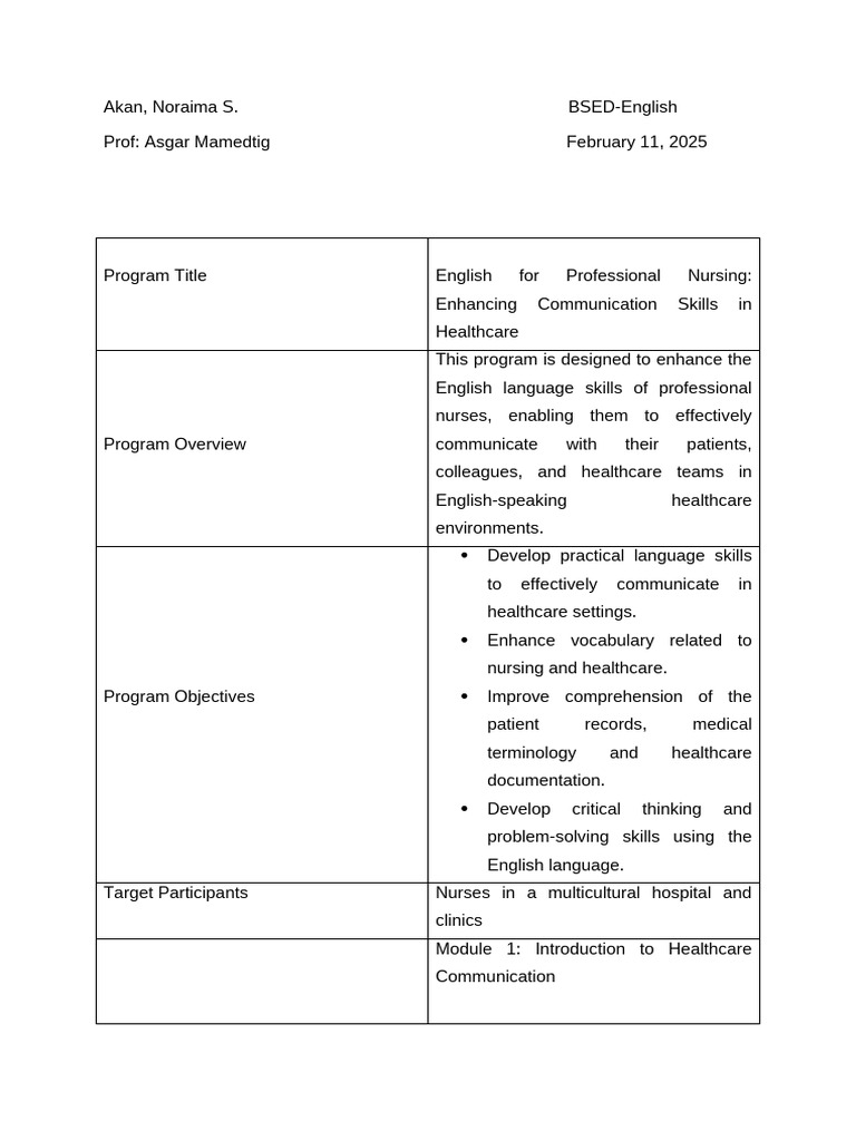 Eop Program For Nursing | PDF | Nursing | Health Care