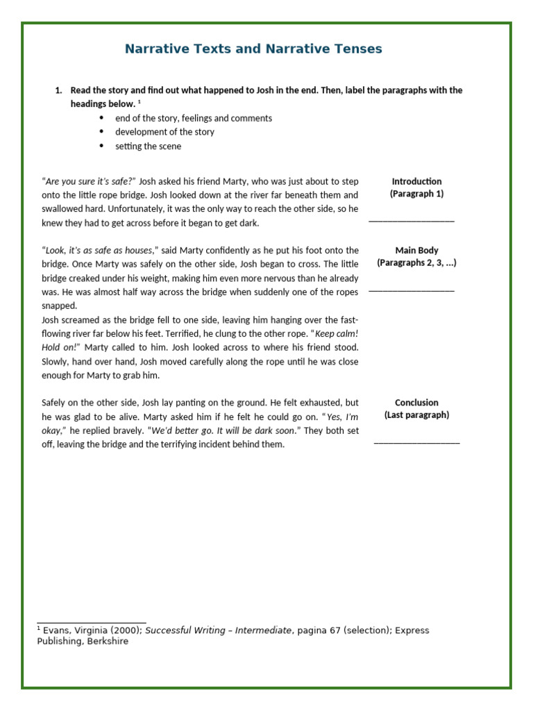Worksheet: Narrative Texts and Narrative Tenses | PDF