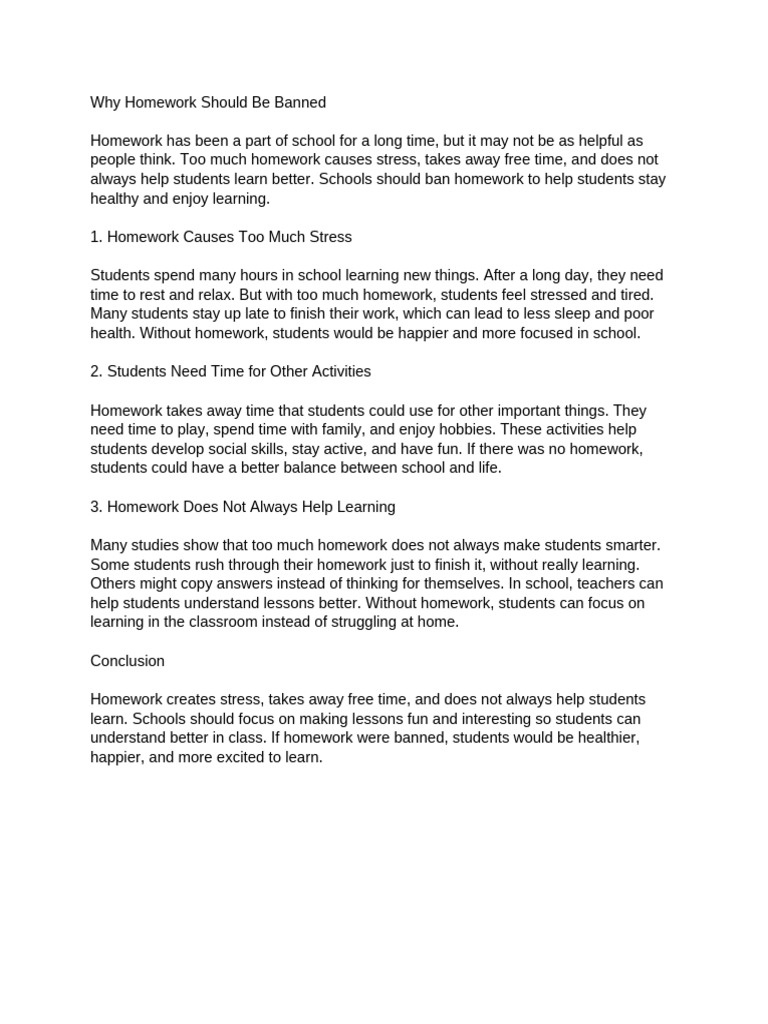 Homework Should Be Banned, Debate Sheet | PDF