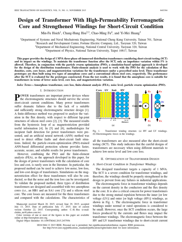 7.design of Transformer With High-Permeability Ferromagnetic Core and ...