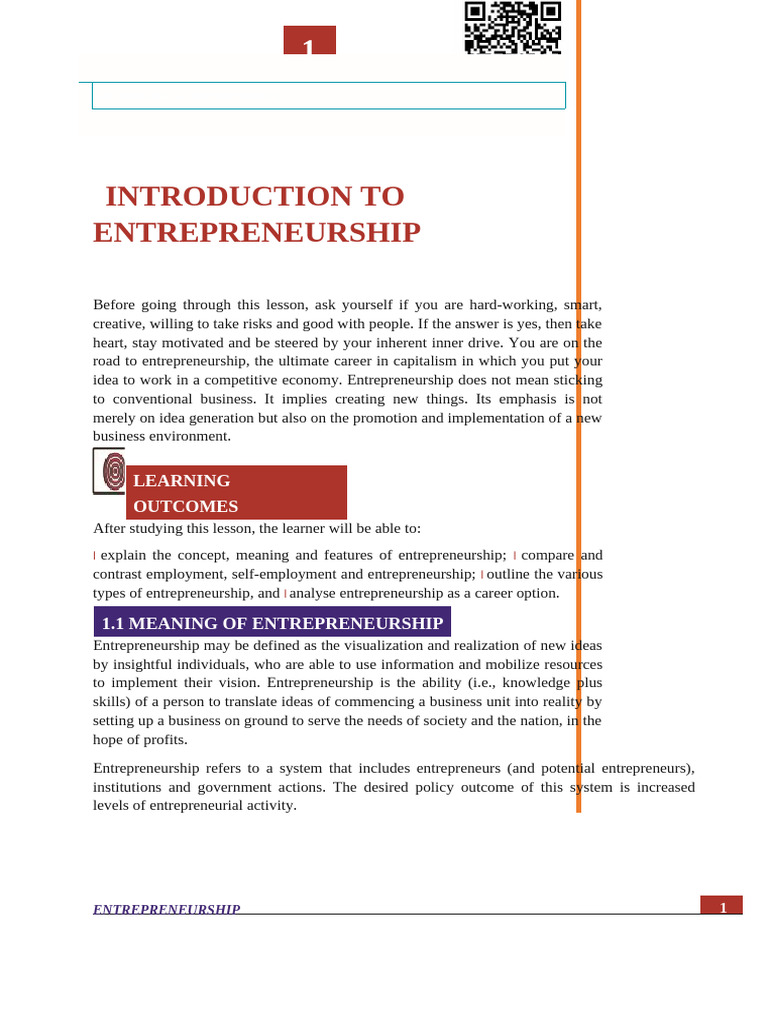 Introduction To Enterpreneurship | PDF | Entrepreneurship | Social ...