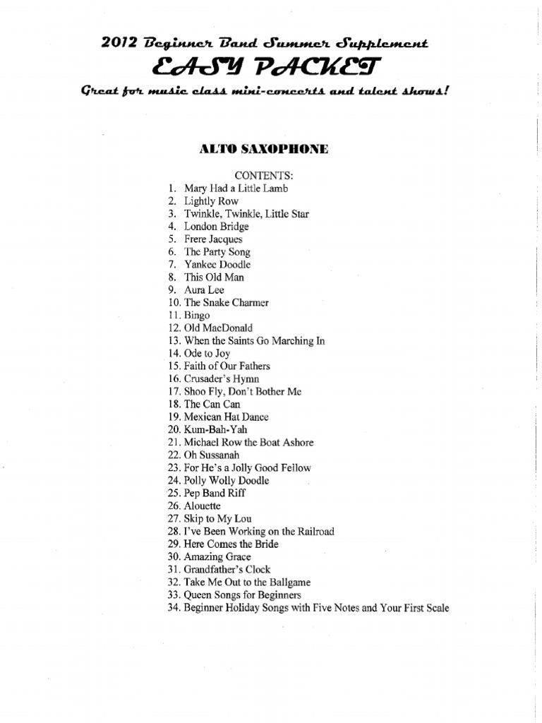 3 Easy Packet Alto Saxophone | PDF