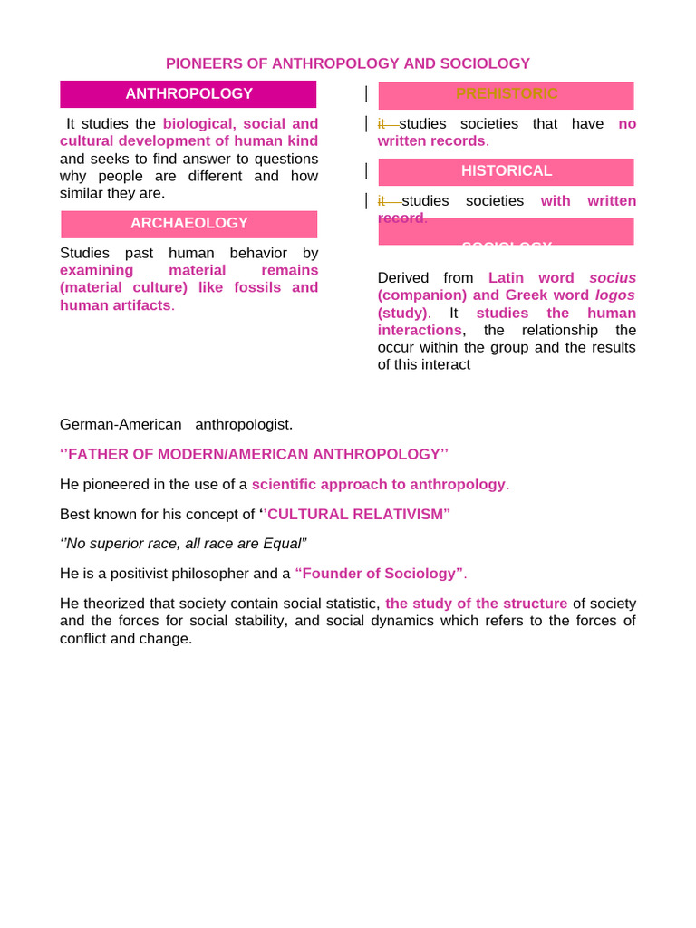 Anthropology & Sociology Pioneers | PDF