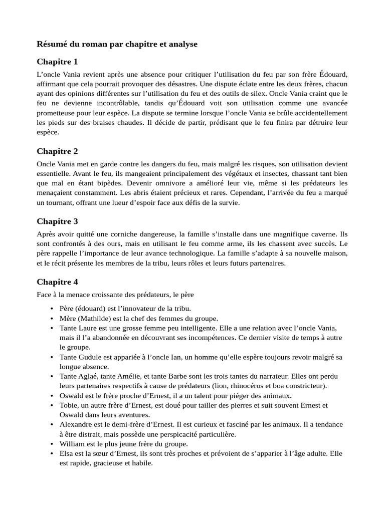 Résumé chapitre par chapitre de roman | PDF