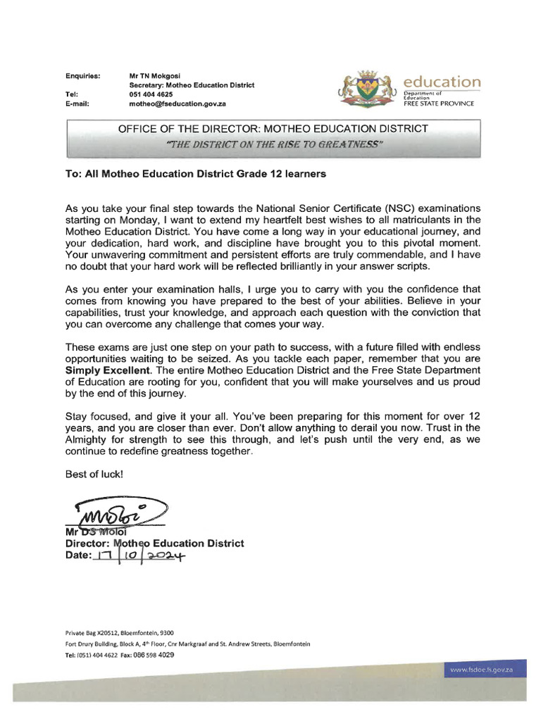 Message to Grade 12 Learners_250211_161934 | PDF