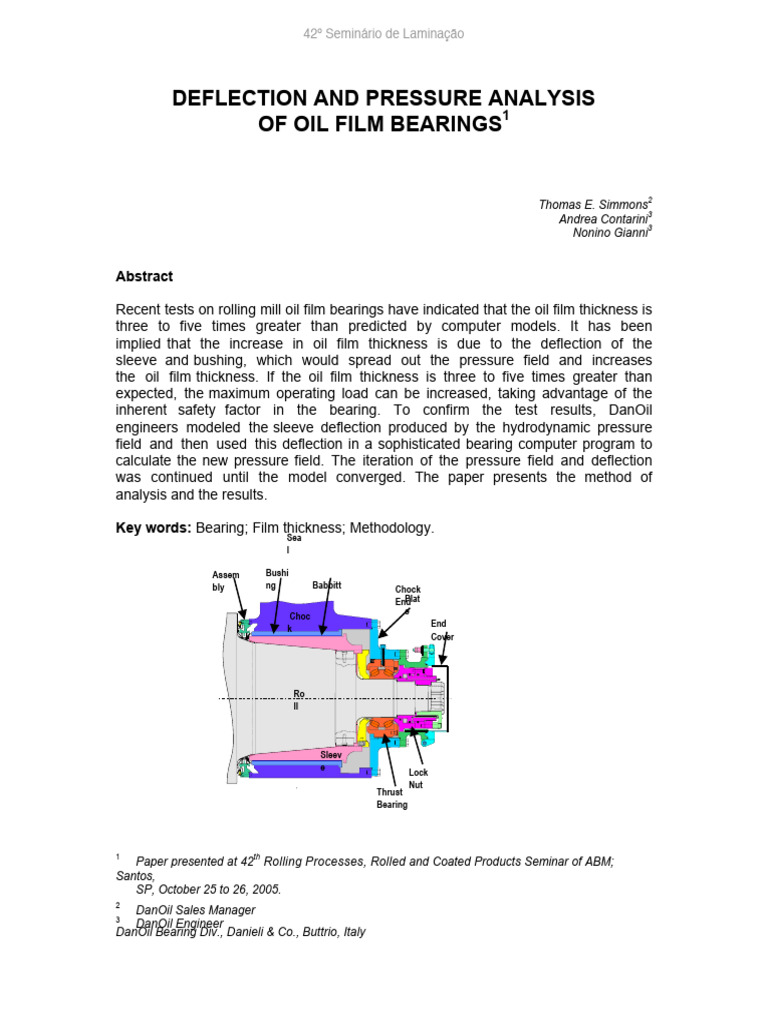 Deflection and Pressure Analysis of Oil Film Bearings | PDF | Viscosity ...