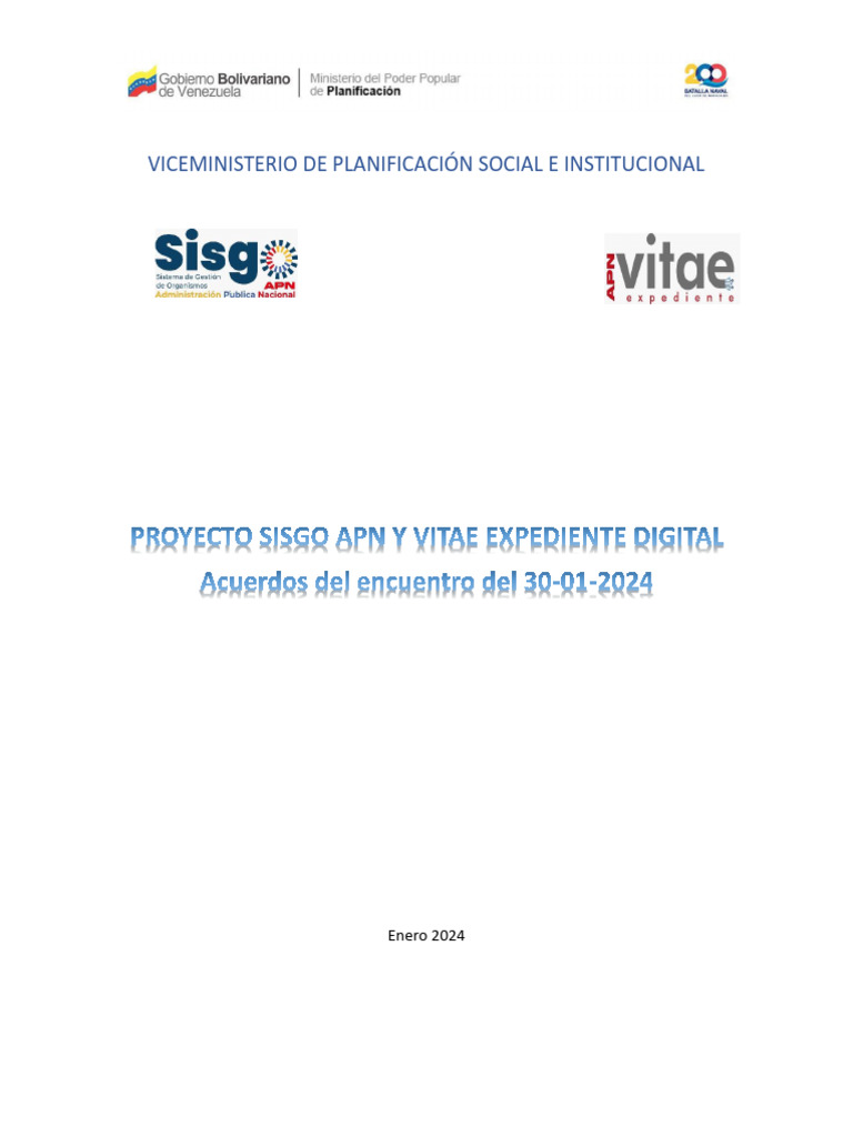 Avances en Sisgo APN y Vitae Digital | PDF