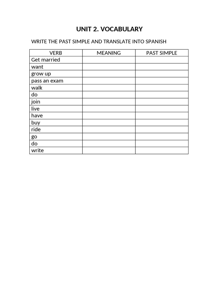 UNIT 2 Vocab 6º | PDF