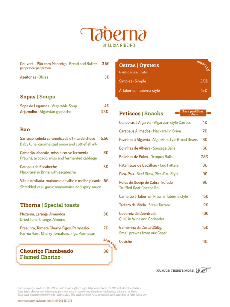 Menu da Taberna do Atlântico | PDF | Ingredientes de alimentos | Culinária